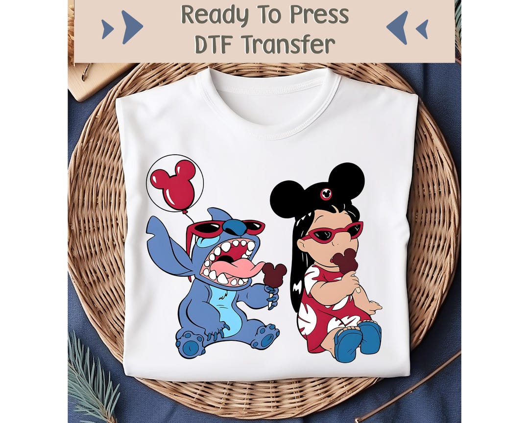 Lilo and Stitch DTF Transfer, Stitch Ready to Press, Ohana Image ...