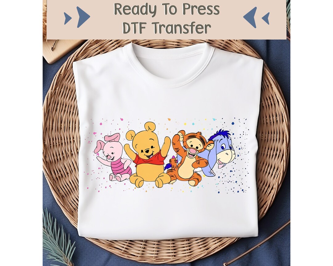 Baby Winnie the Pooh Friends DTF Transfer, Cute Pooh Ready Press, Disney Kids Heat Transfer ...