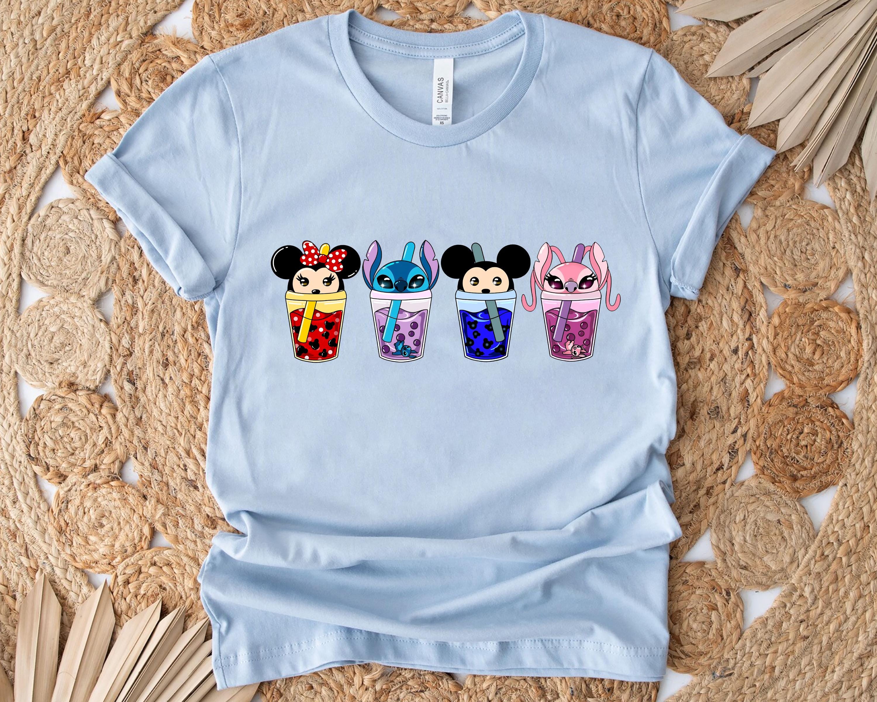 Disney Stitch and Angel Shirt, Cute Boba Cups Shirt, Disney Bubble ...