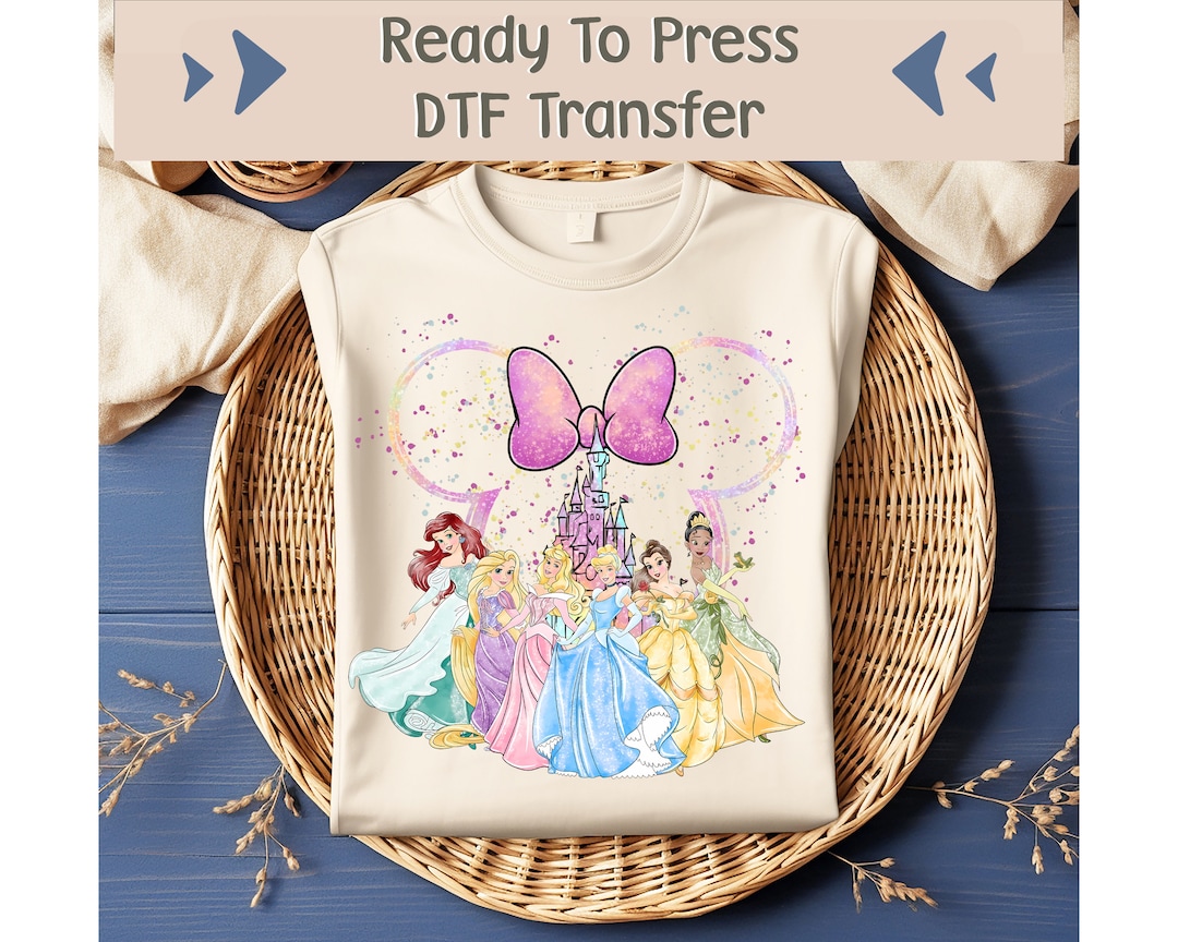 Disney Princess Characters DTF Transfer, Colorful Princess DTF, Disney ...