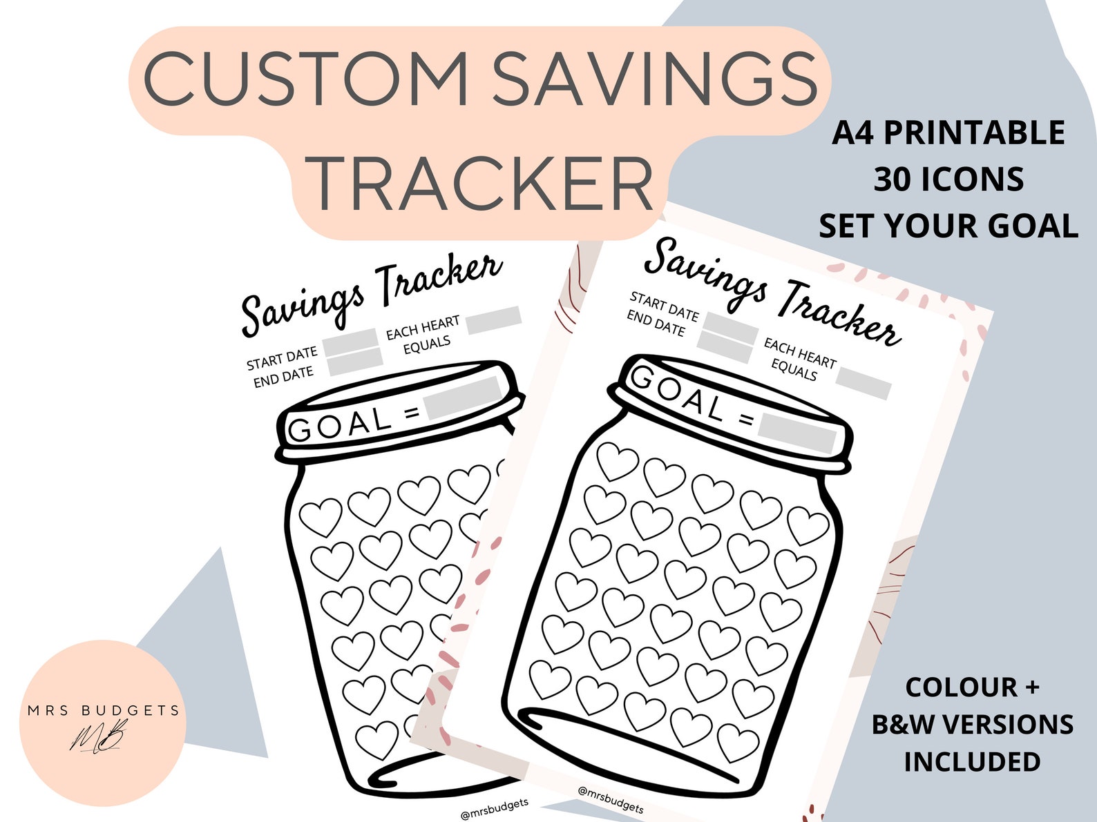 Custom Savings Tracker Printable, A4 Money Savings Challenge, Digital ...