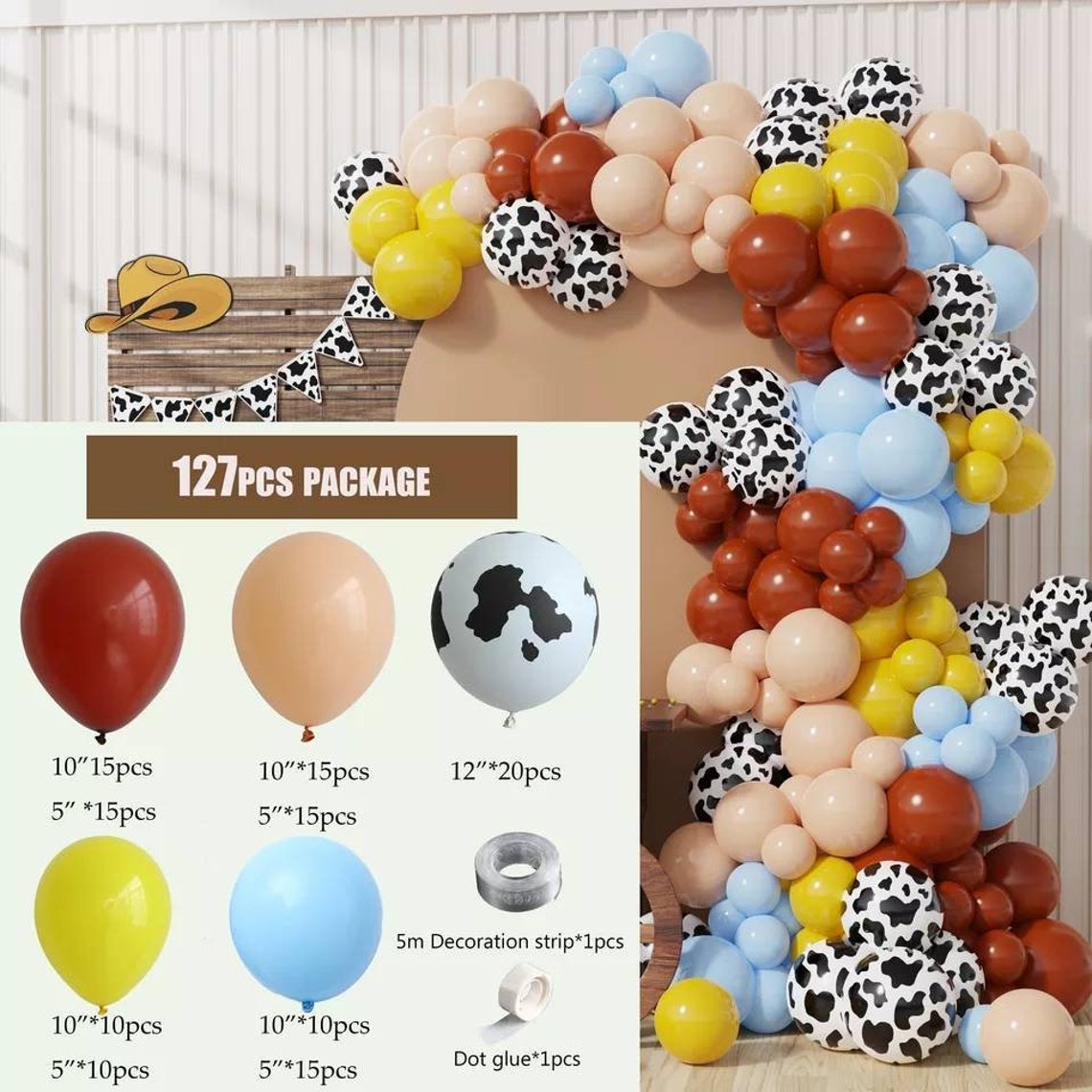 Cowboy Balloon Garland Archcow Print Balloonswestern Farm - Etsy