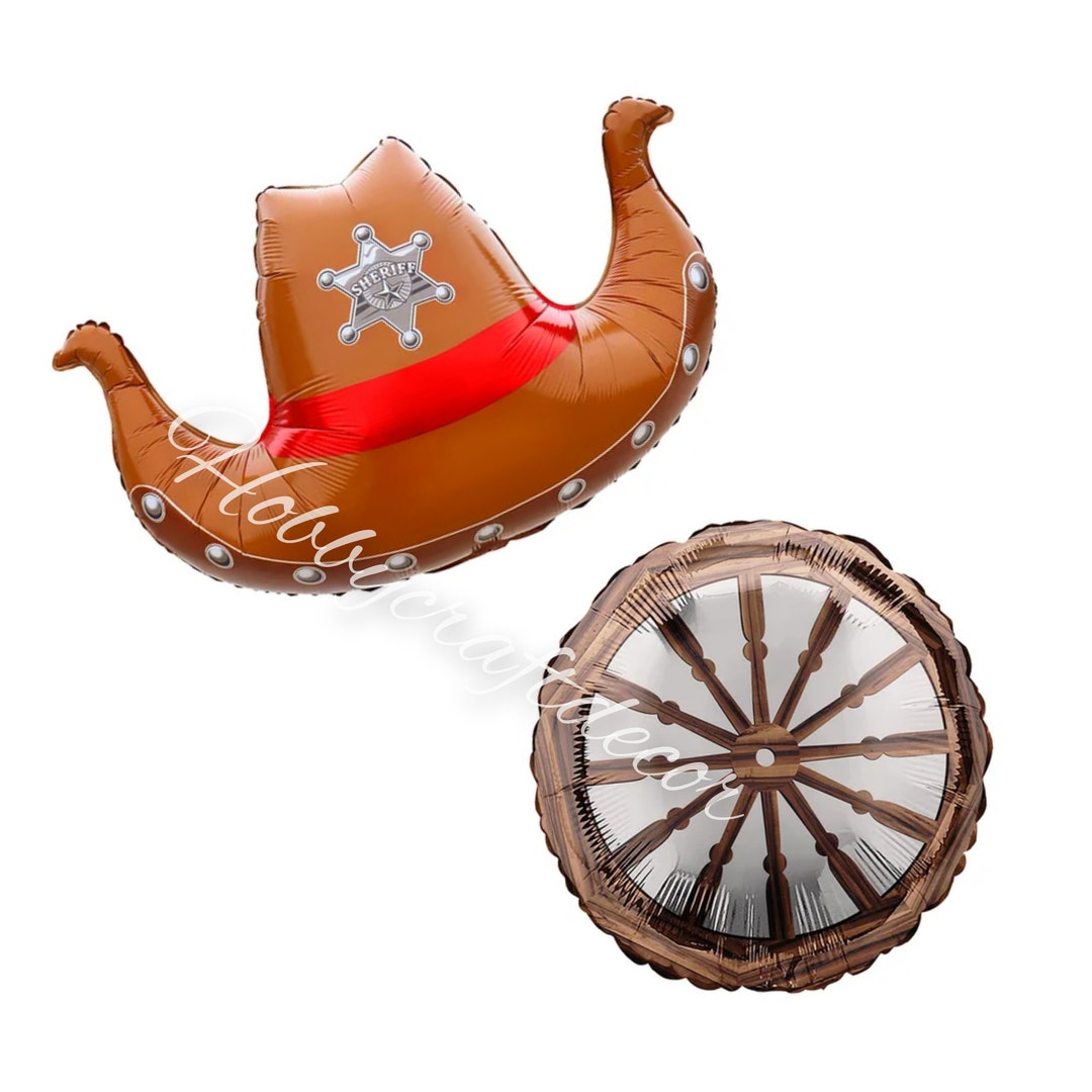 Cowboy Hat and Wheel Balloons,western Party Decor, Farm Themed Birthday ...