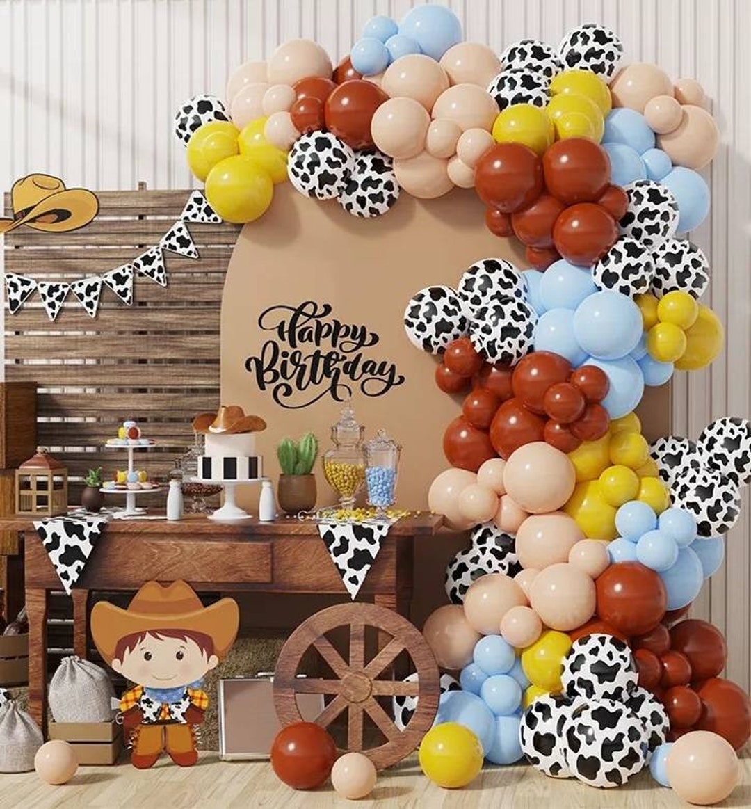 Cowboy Balloon Garland Arch,cow Print Balloons,western Farm Barnyard ...