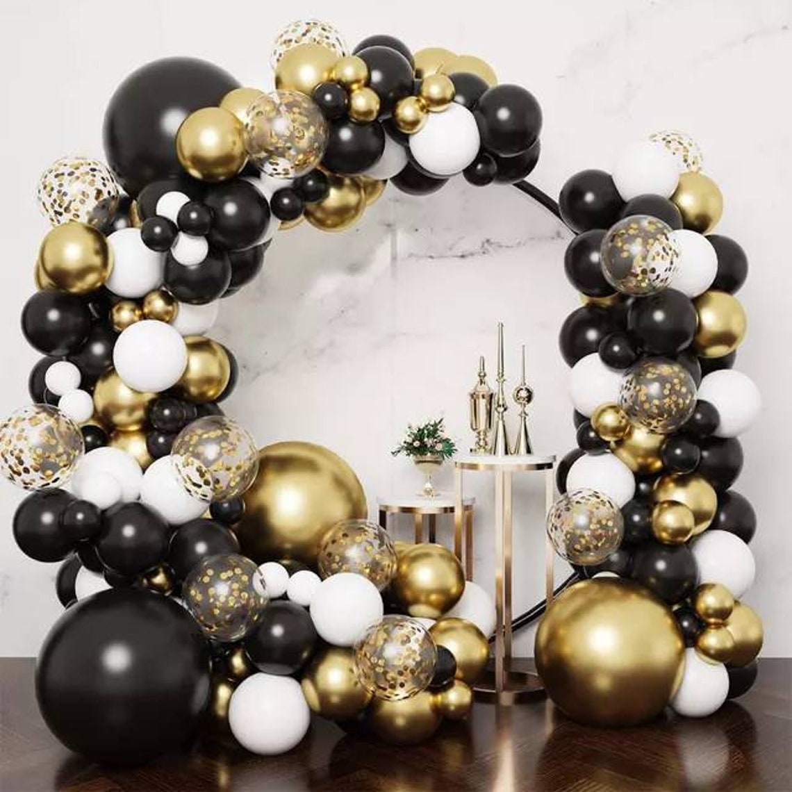 Gold Black & White Balloon Garland Archbirthday - Etsy