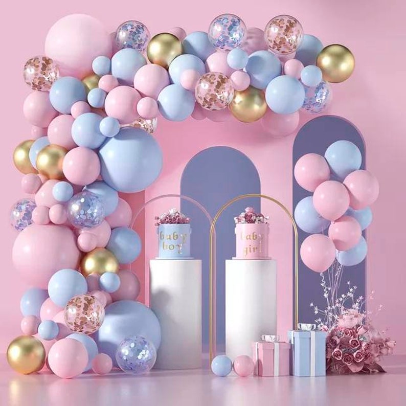 DIY Gender Reveal Balloon Garland Archpastel Pink Blue Gold - Etsy