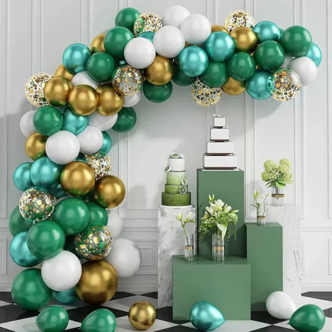 Forest Green Gold & White Balloon Garland Arch Kit,birthday Decorations ...