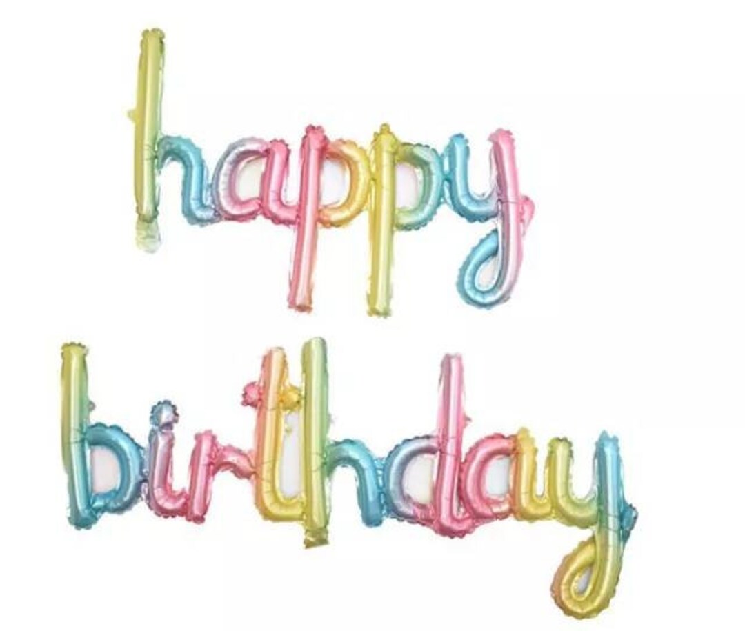 Gradient Happy Birthday Balloon Banner: Rainbow Ombre Party Decor - Etsy