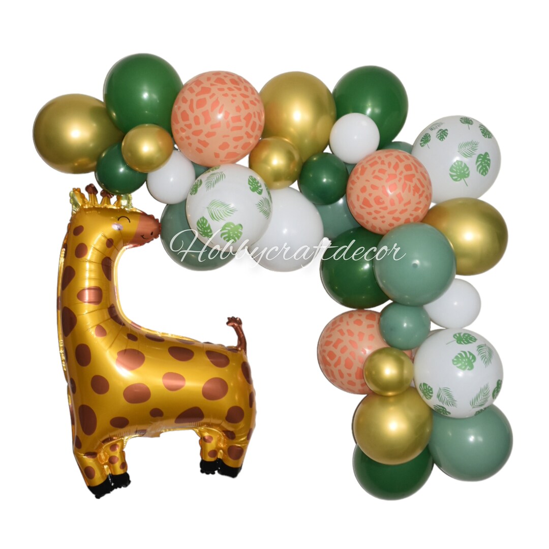 Safari Giraffe Balloon Garland Arch Kit,eucalyptus Retro Green White ...