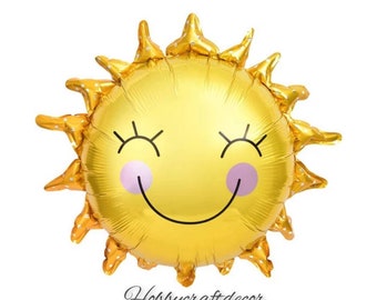 Holographic Gold Glitter Sun Mylar Balloon / You Are My Sunshine ...