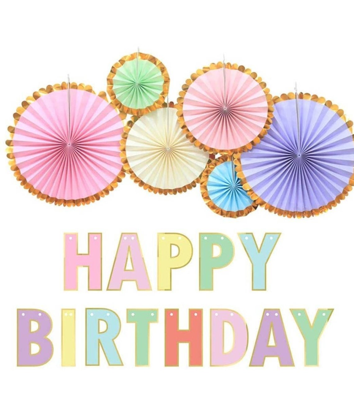 Pastel Happy Birthday Bannermacaron Pastel Paper Fansrainbow - Etsy