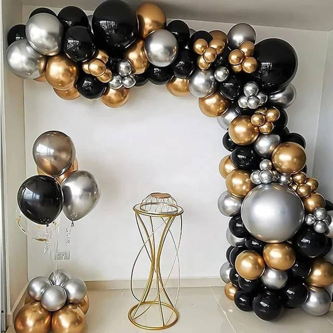 Gold Black & Silver Balloon Garland Arch,birthday Decorations,bridal ...