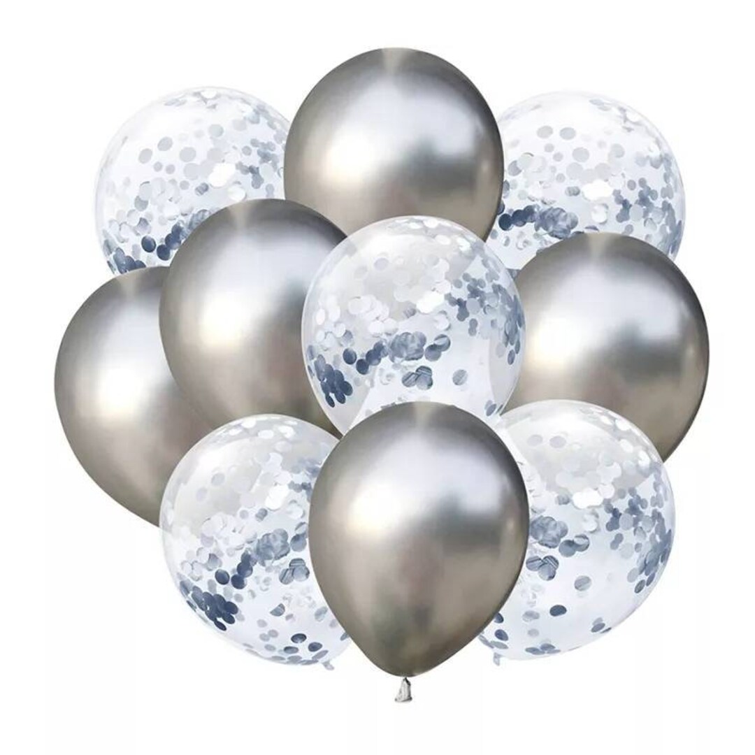 10 Silver Balloons Bouquet,silver Party Decorations,silver Wedding ...