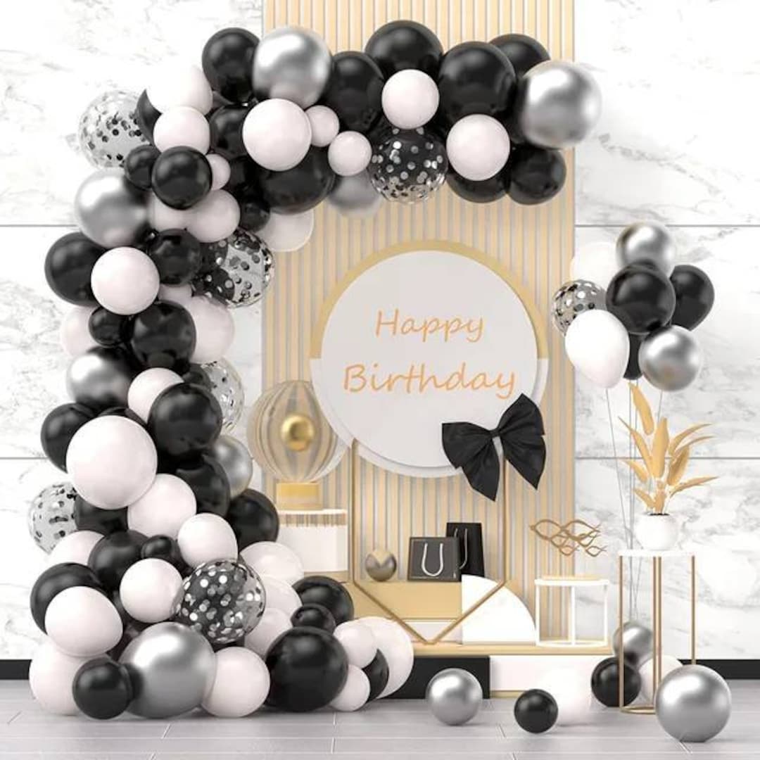 Black & Silver Balloon Garland Kit: 130 Pcs Party Decorations - Etsy