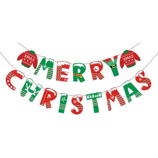 Merry Christmas Banner - Etsy