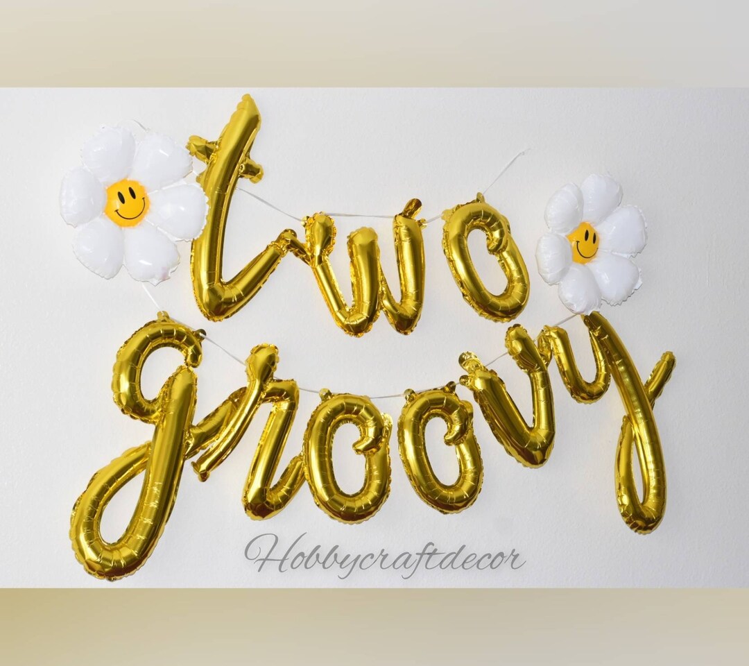 Two Groovy Script Letter Balloons,two Groovy Birthday Decorations,daisy ...