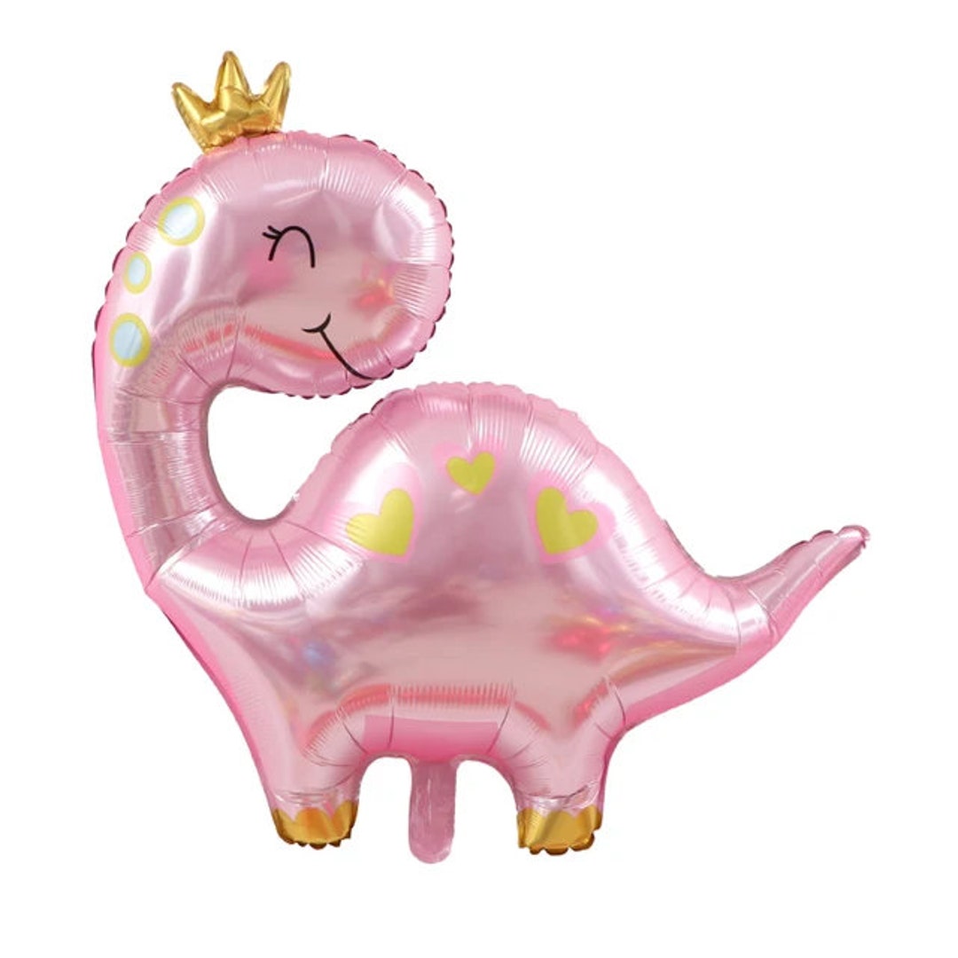 Pink Dinosaur Balloon With Gold Crown,pink Girls Dino Party,dinosaur ...