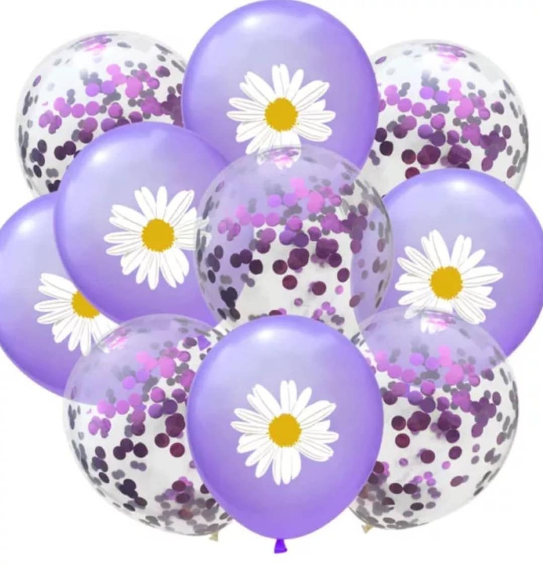 Daisy Balloons,daisy Flower Balloons,daisy Party Decor,purple Latex ...