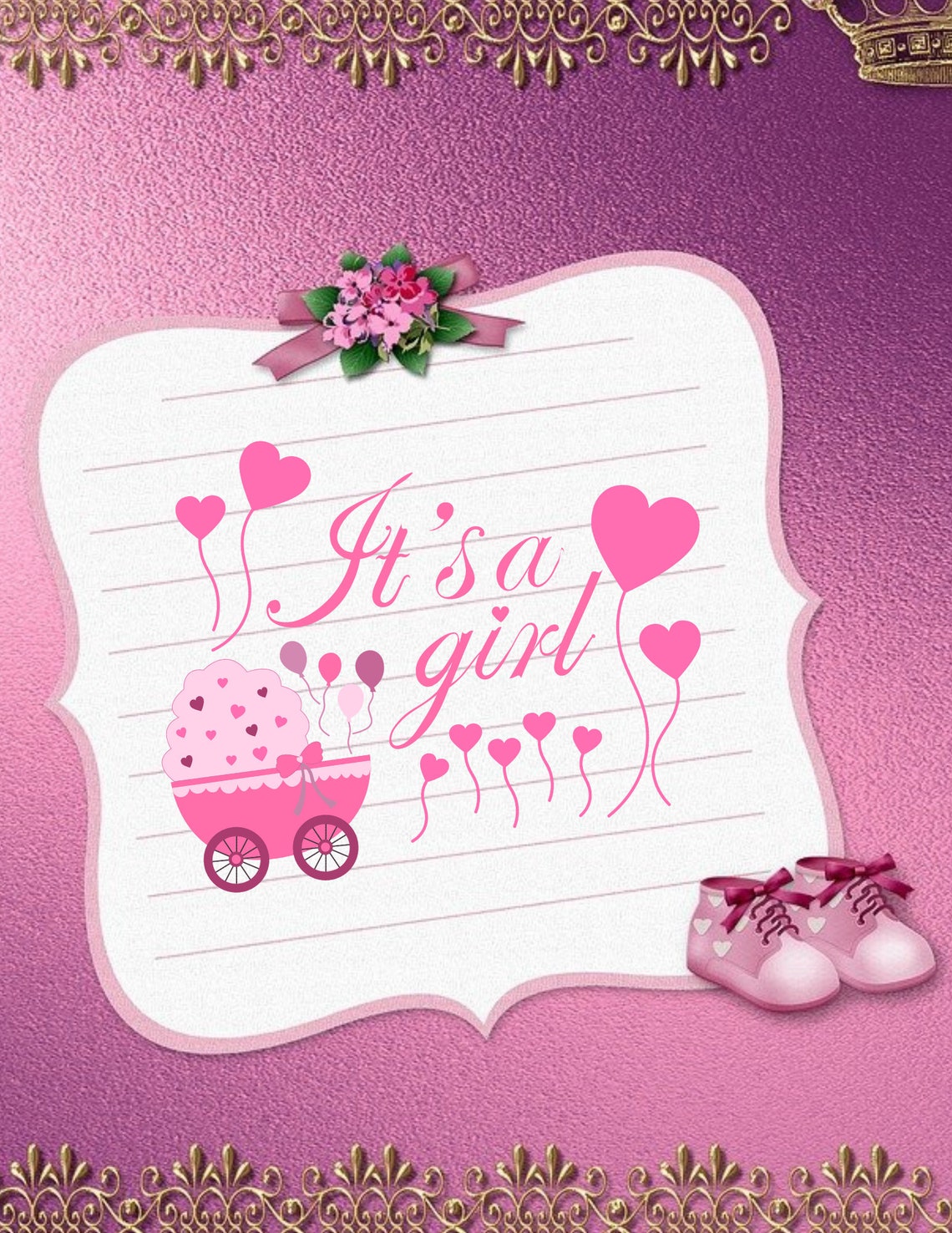 It's a Girl Announcement: Baby Shower SVG PNG EPS (digital Download) - Etsy