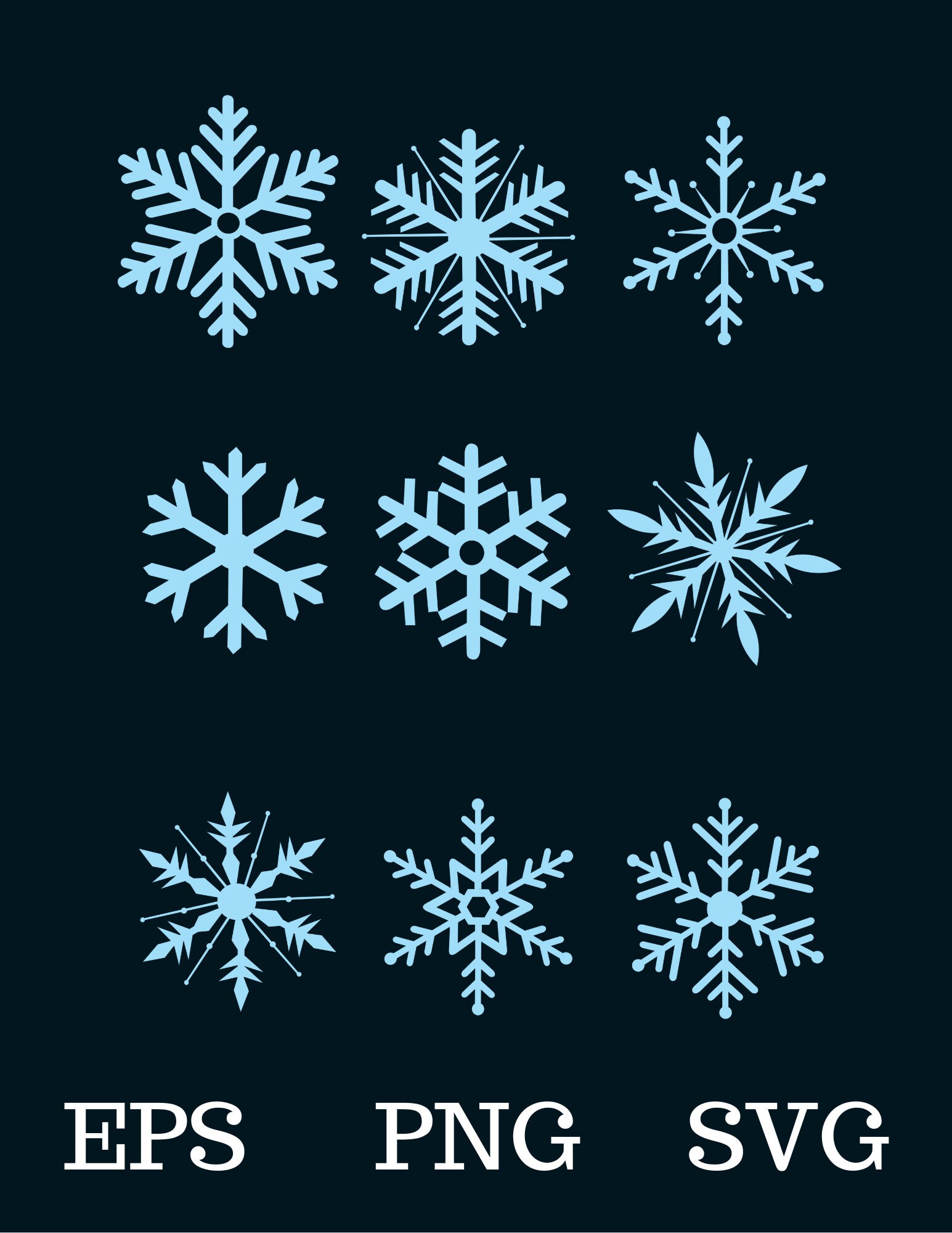 Snowflake SVG EPS PNG File Bundle, Snowflake Cut File, Download Cricut ...