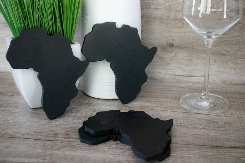 Black African Concrete Coaster Set: Handmade Drink Coasters - Etsy