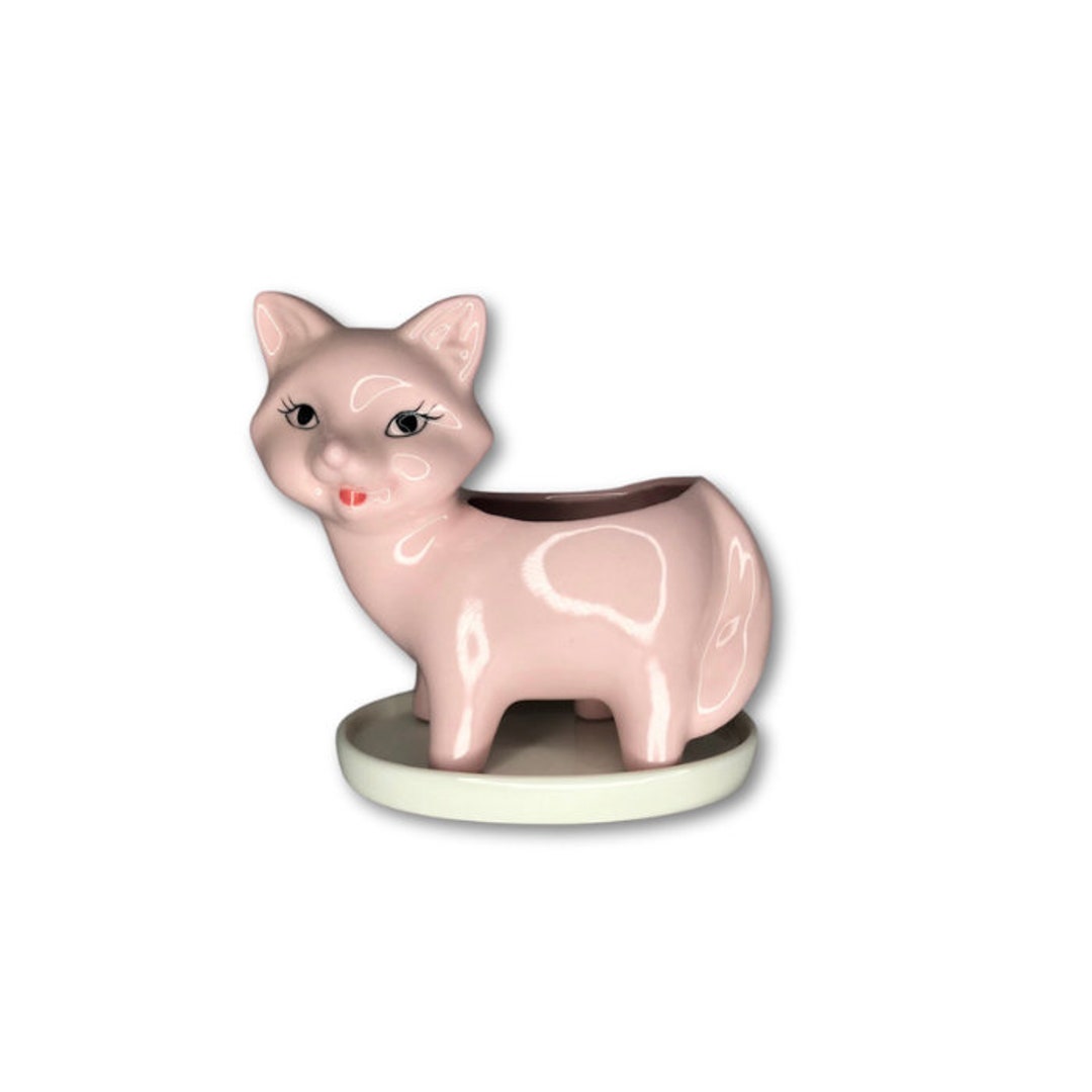 Pink Fox Flower Pot With Base, Planter Succulent Cactus - Etsy