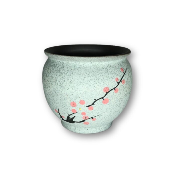 Blue Asian Style Pot With Cherry Blossom Branch Decorative - Etsy