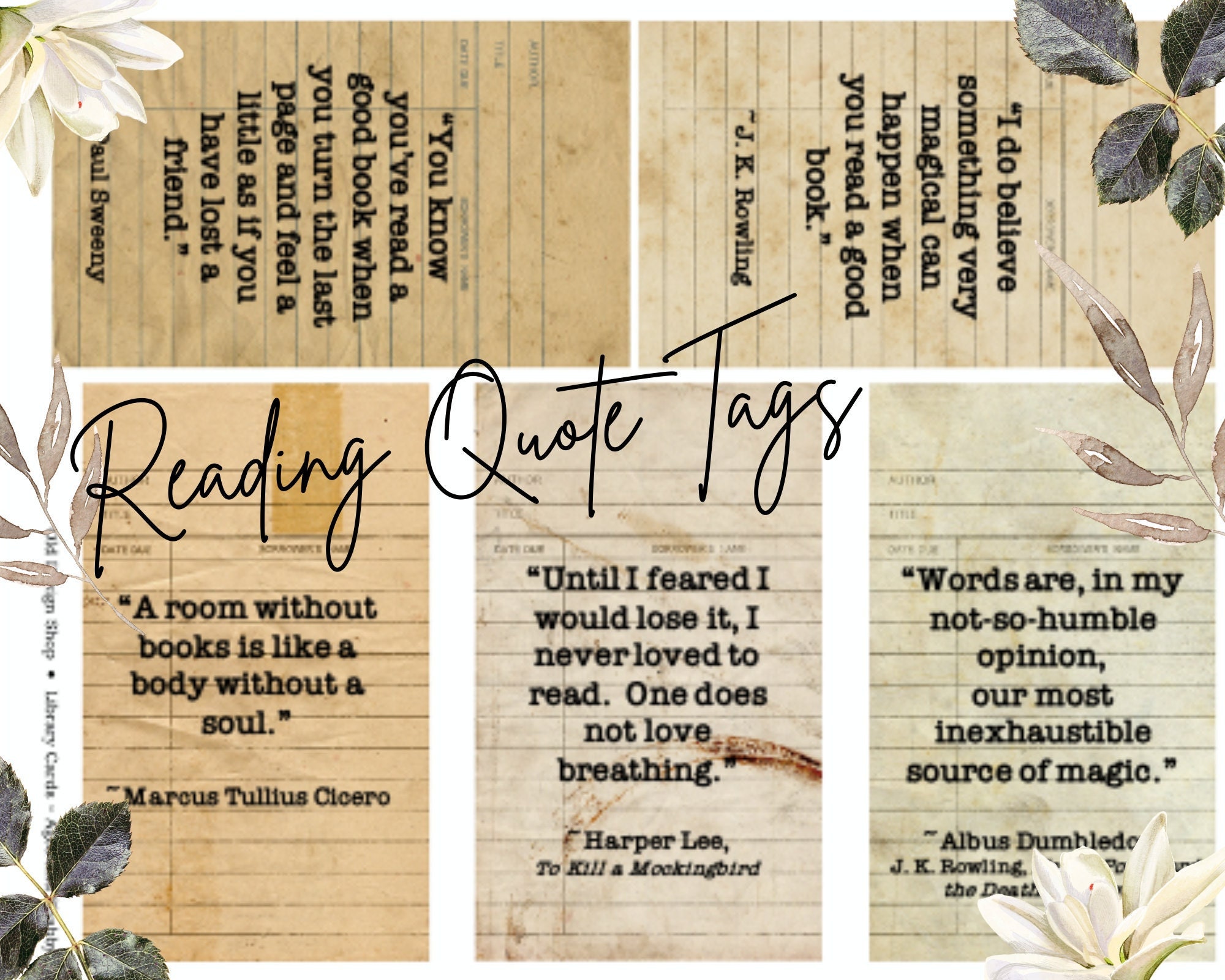 Reading Quote Tags - Digital Download - Etsy