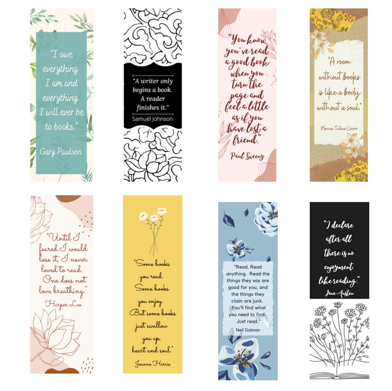 Reading Quote Bookmarks Set of 16 Ready to Print - Etsy
