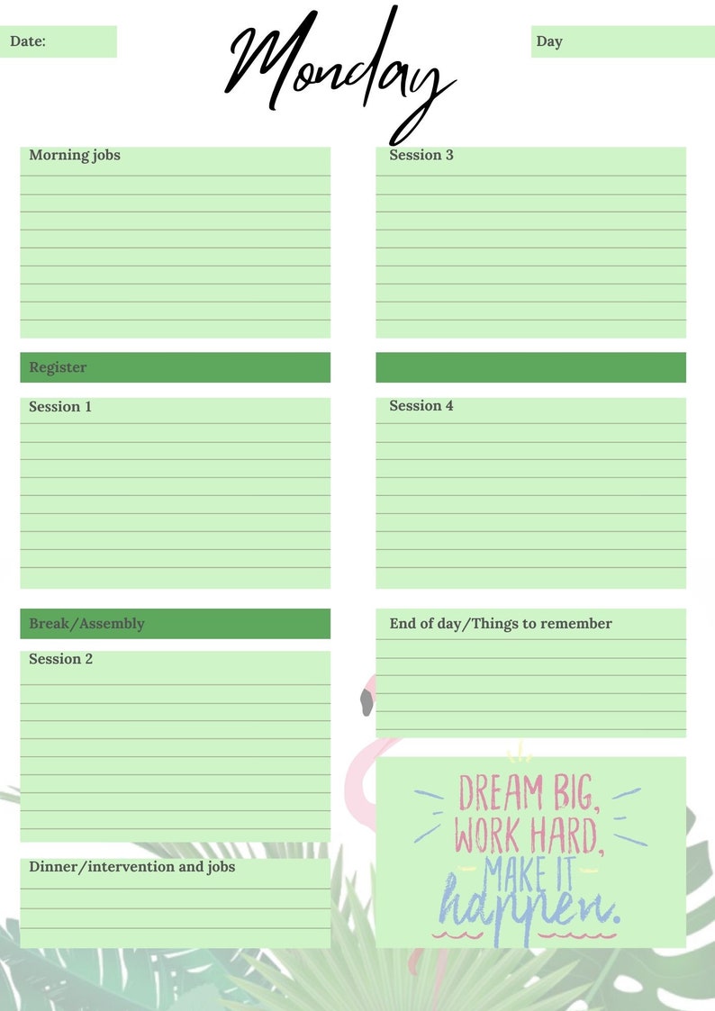 Planner for Teachers, Tropical Theme - Planning, Organised, Productive ...