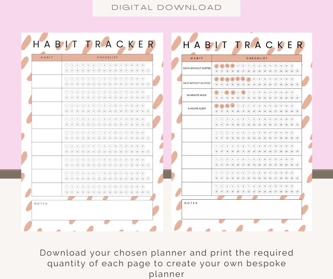 Monthly Habit Tracker Printable Portrait, Habit Tracker Template ...