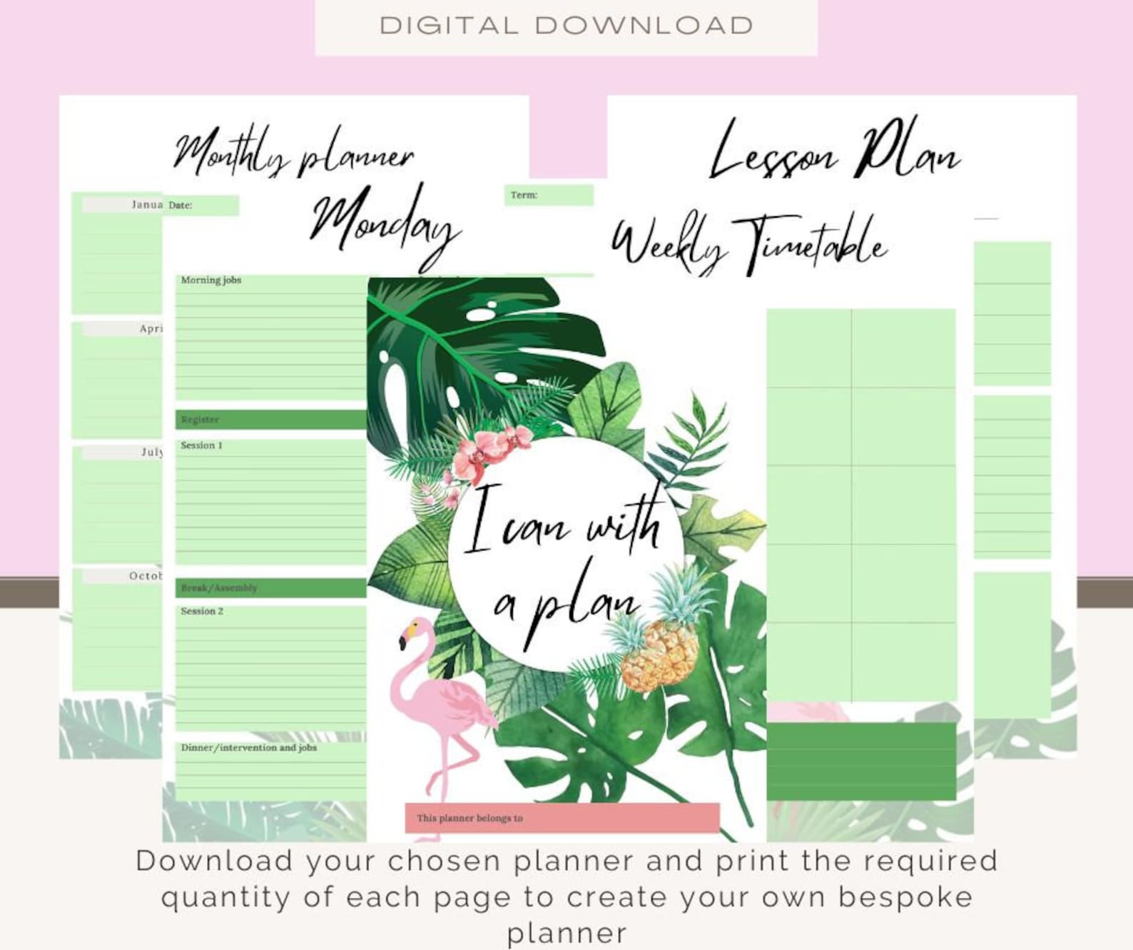 Planner for Teachers, Tropical Theme - Planning, Organised, Productive ...