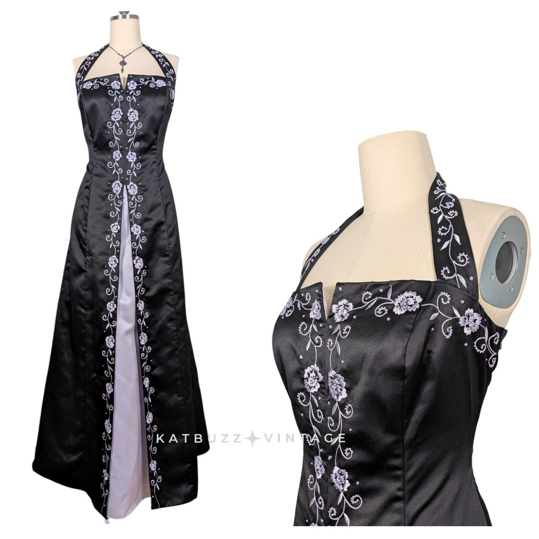 Vintage Livas Prom Dress Maxi Gown 16 Purple Black Corset Goth 90s Y2K ...