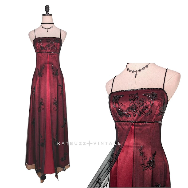 Red Goth Dress Vintage - Etsy