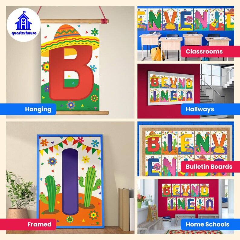 Quarterhouse Bienvenidos Welcome Poster Set, Spanish - ESL Classroom ...