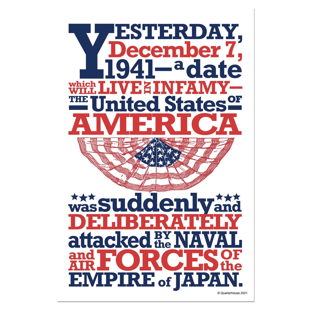 Quarterhouse 'day of Infamy' Textual Poster, Social Studies Classroom ...