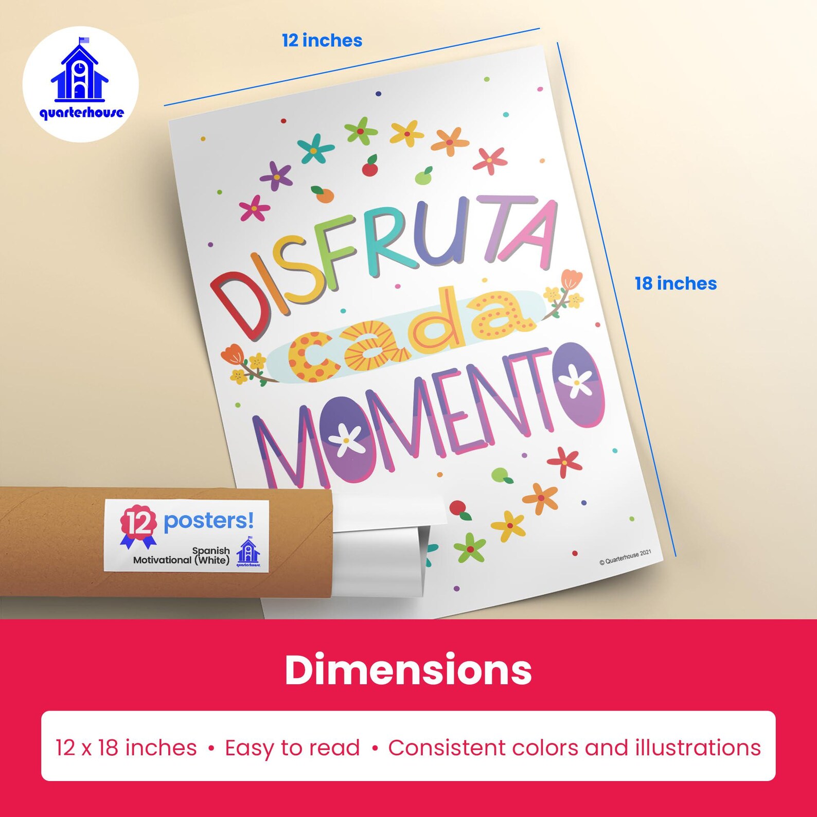 Quarterhouse Spanish Motivational (white) Poster Set, Spanish Classroom ...