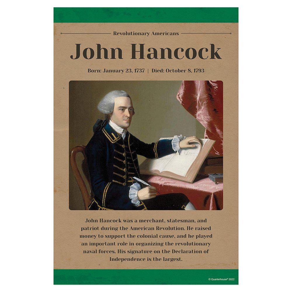 Quarterhouse John Hancock Revolutionary Americans Biographical Poster ...