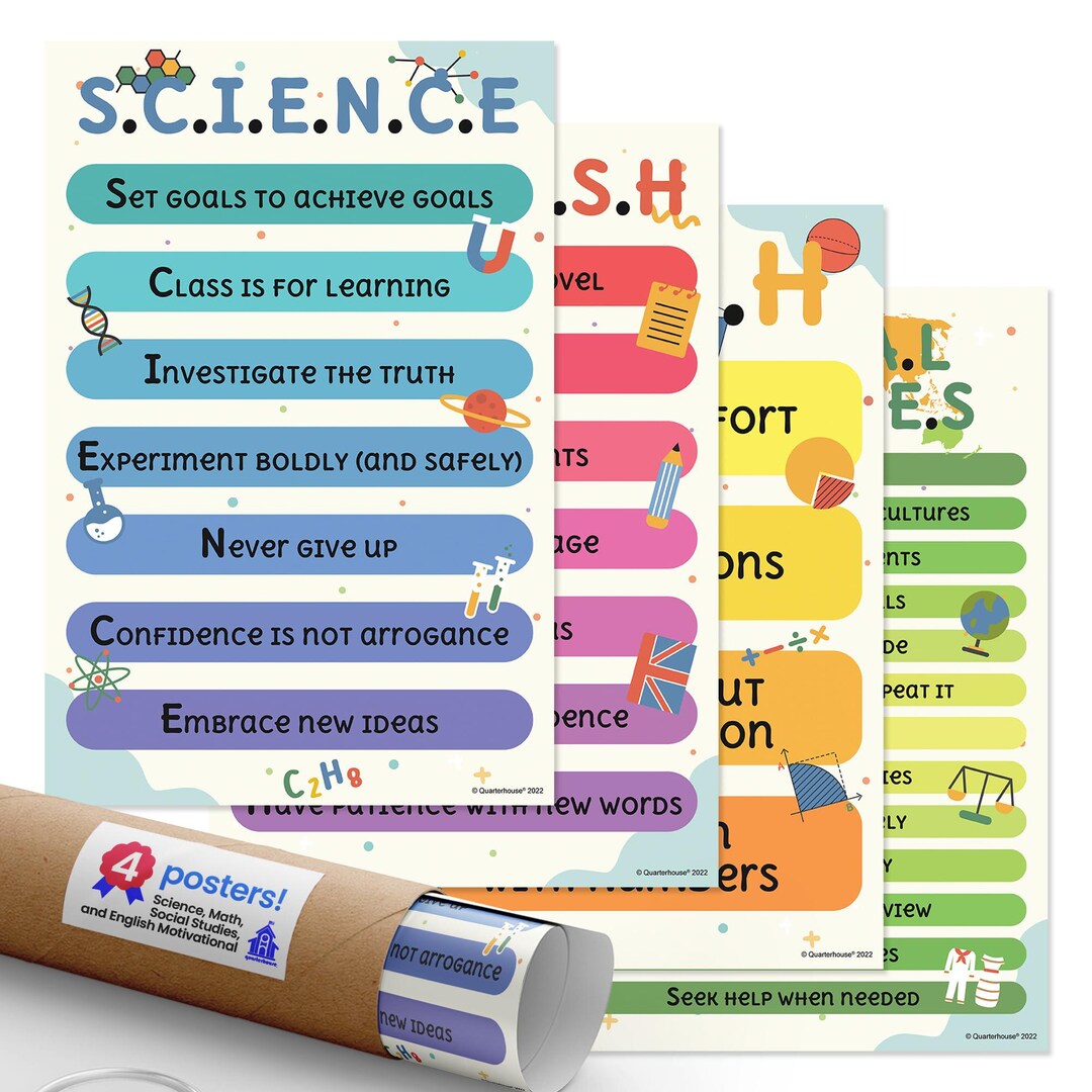 Quarterhouse Science, Math, Social Studies, and English Motivational ...