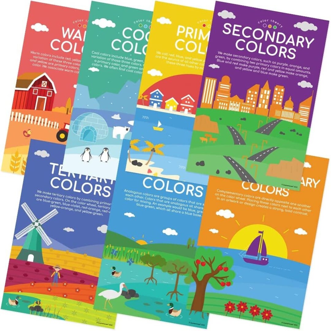Quarterhouse Color Theory Poster Set, Art Classroom Learning Materials ...