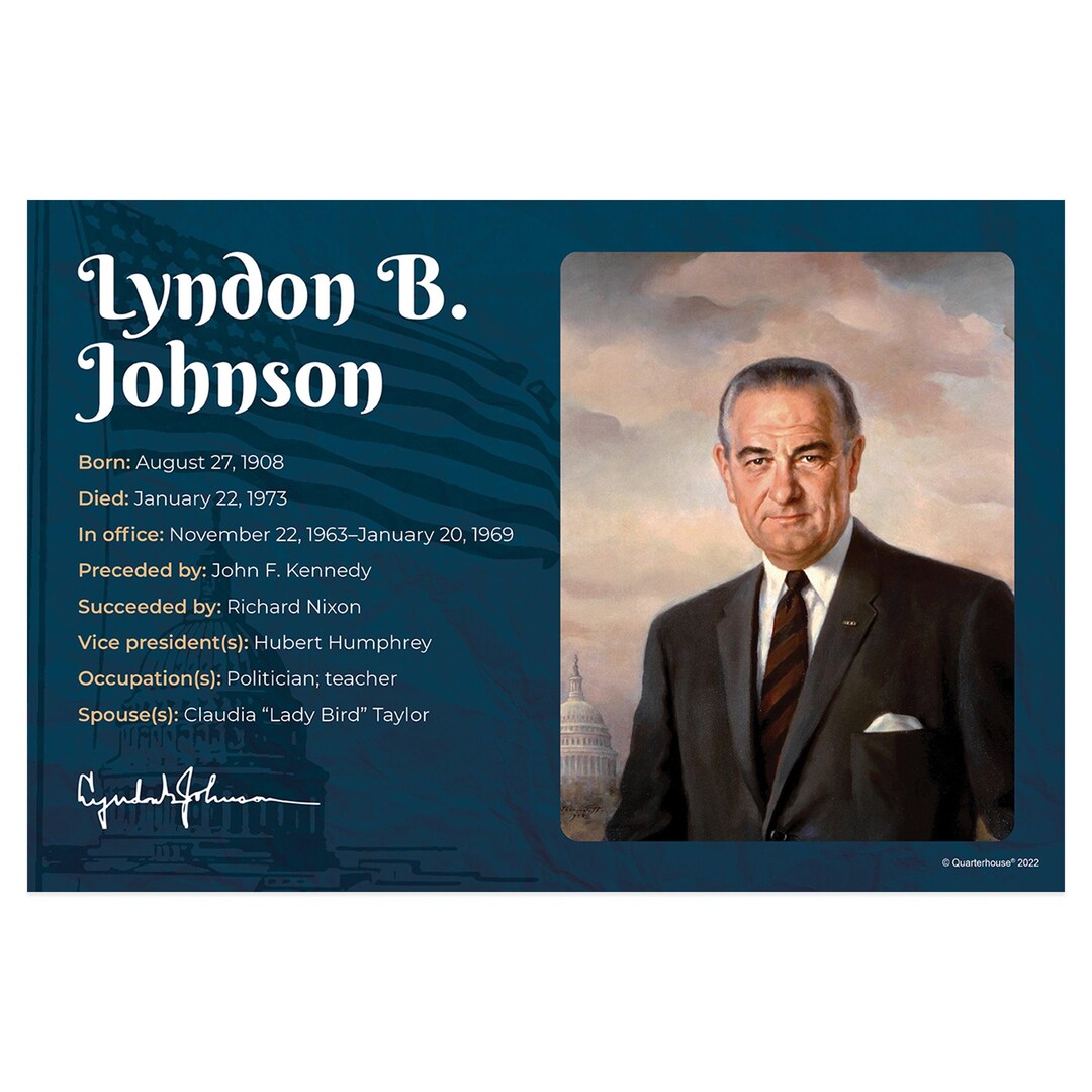 Quarterhouse President Lyndon B. Johnson Biographical Poster, Social ...