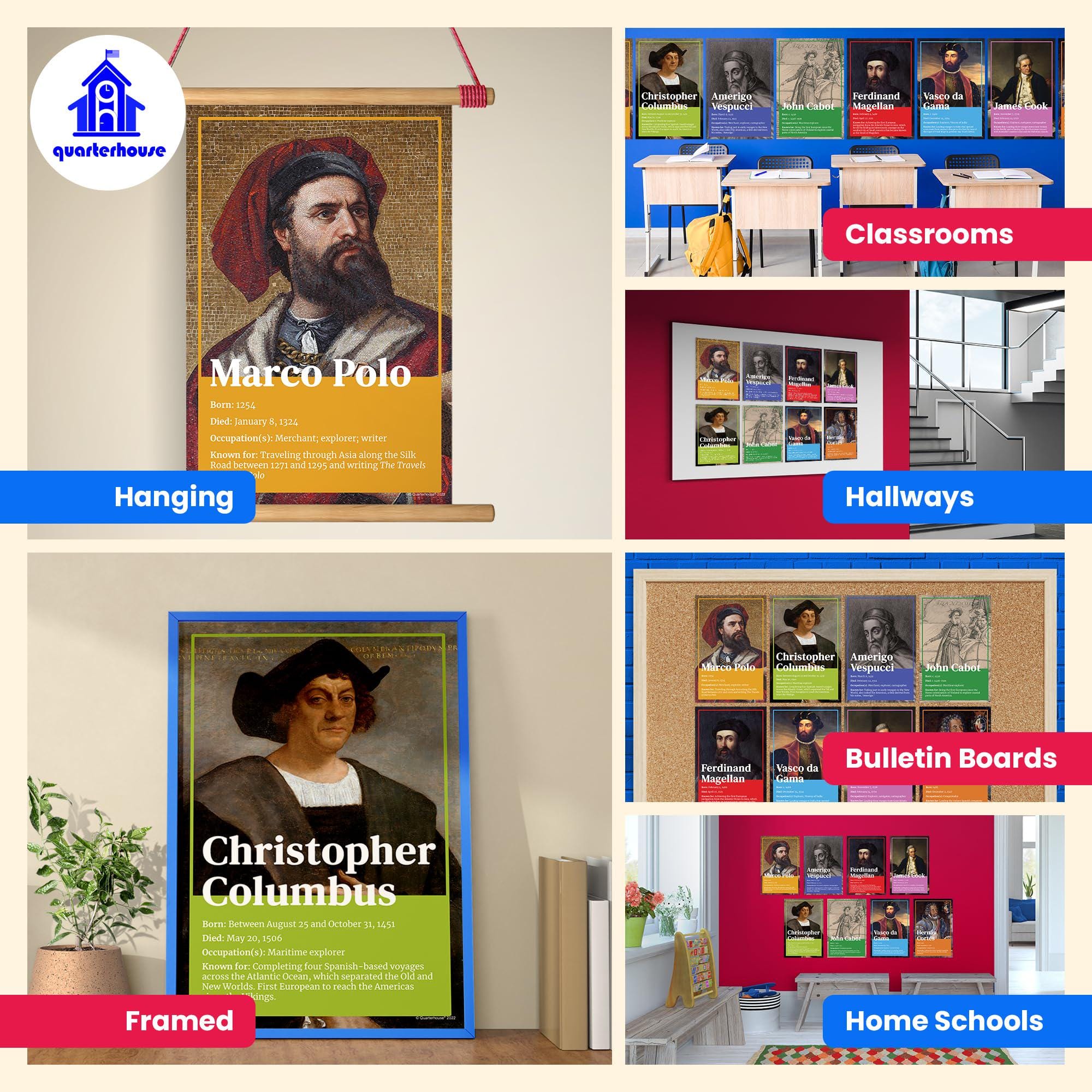 Quarterhouse Famous Explorers Poster Set, Social Studies Classroom ...