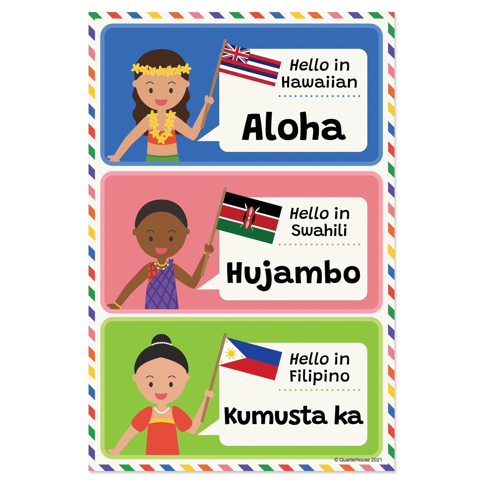 Quarterhouse Hello in Hawaiian, Swahili, and Filipino Poster, Foreign ...