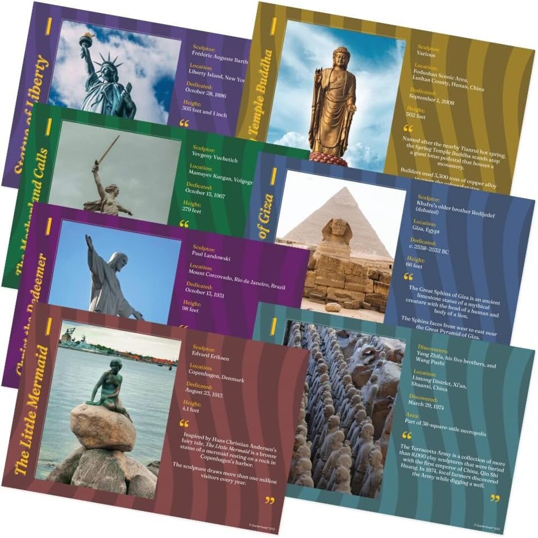 Quarterhouse Famous Statues Poster Set, Social Studies Classroom ...