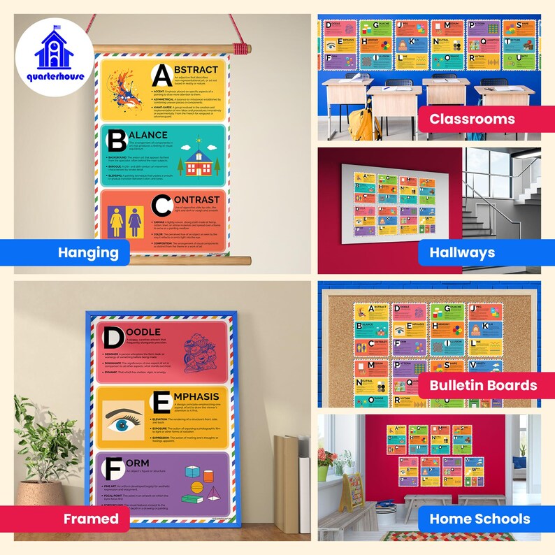 Quarterhouse Art Vocabulary Poster Set, Art Classroom Learning ...