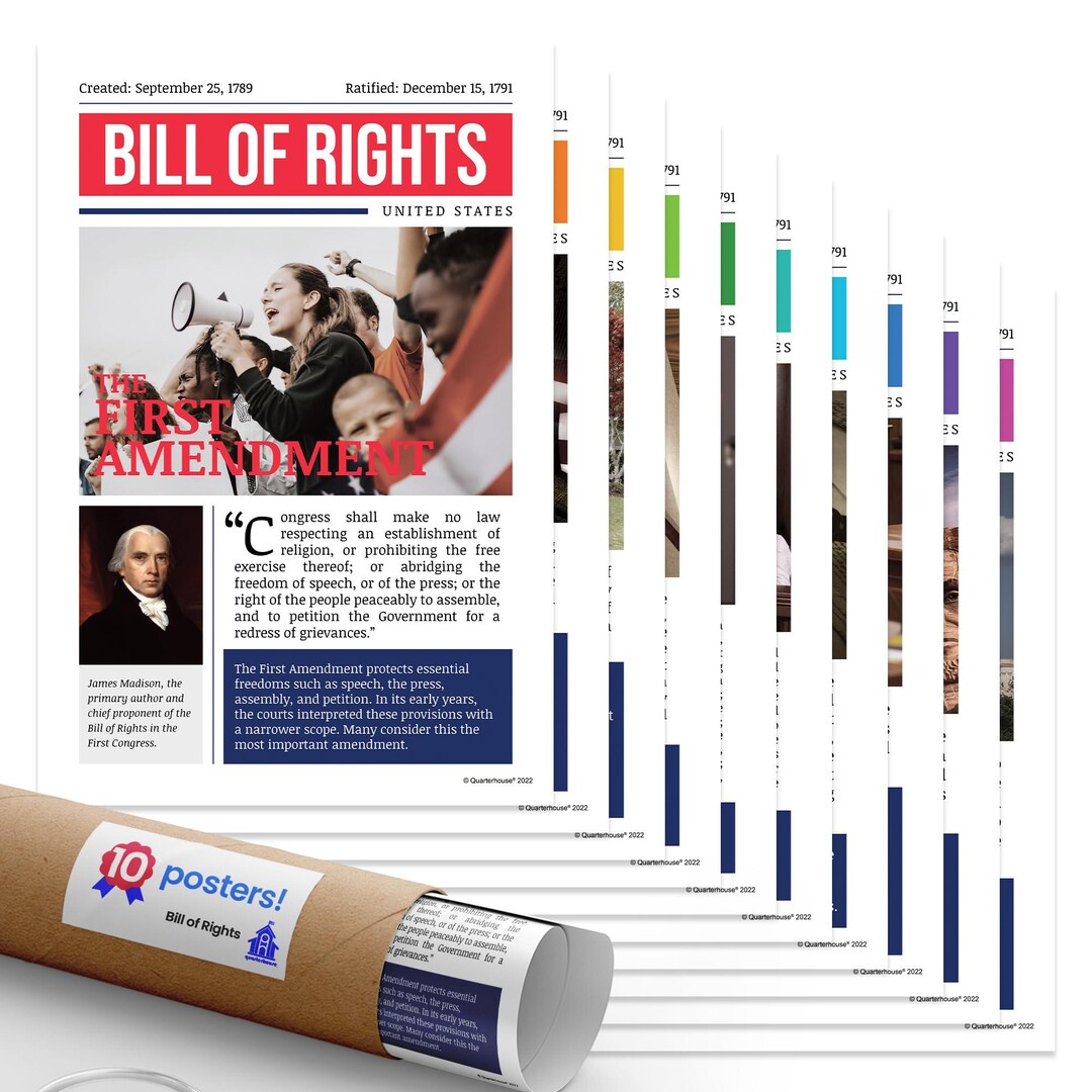 Quarterhouse Bill of Rights Poster Set, Social Studies Classroom ...