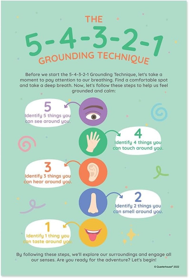 Quarterhouse Grounding Techniques Poster Set, Psychology Classroom ...