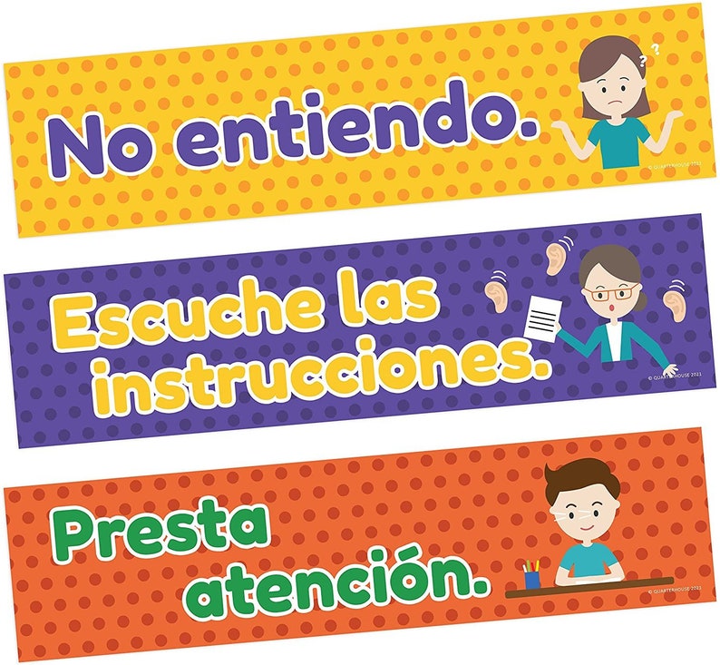 Quarterhouse Spanish Classroom Phrases and Commands Label Set, Spanish ...