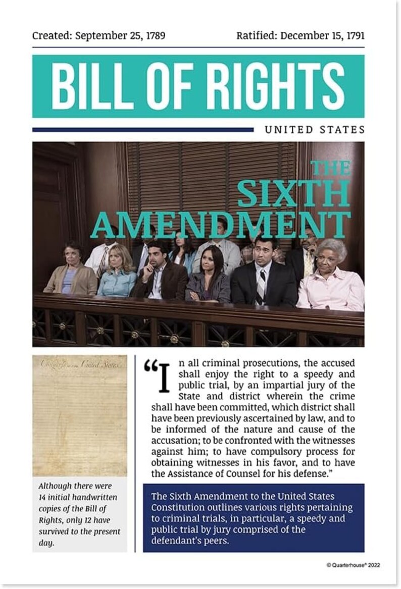 Quarterhouse Bill of Rights Poster Set, Social Studies Classroom ...
