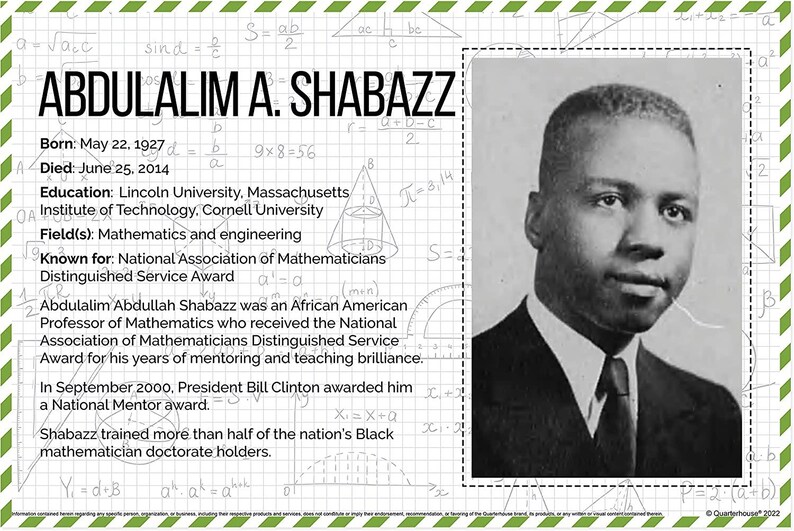 Quarterhouse Black Mathematicians Poster Set Math and History - Etsy
